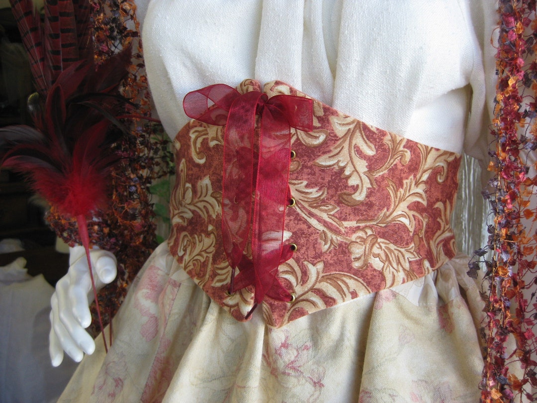 Floral Print Corset Belt and Lacy Collar for Fairies, Wenches, and ...