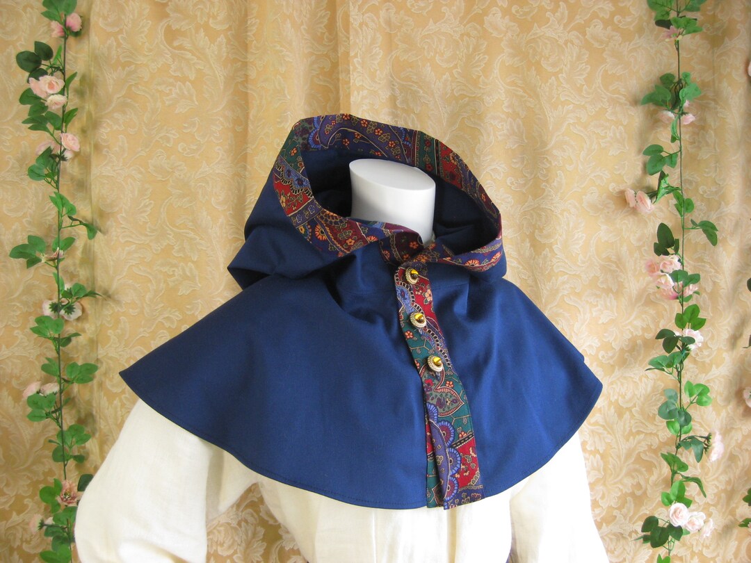 Jeweled Hood With Cape Medieval Costume Elf Archer Medieval Cowl ...