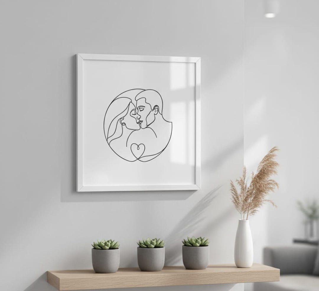 Abstract Couple Face Line Art, Modern Couple Love Wall Art Print ...