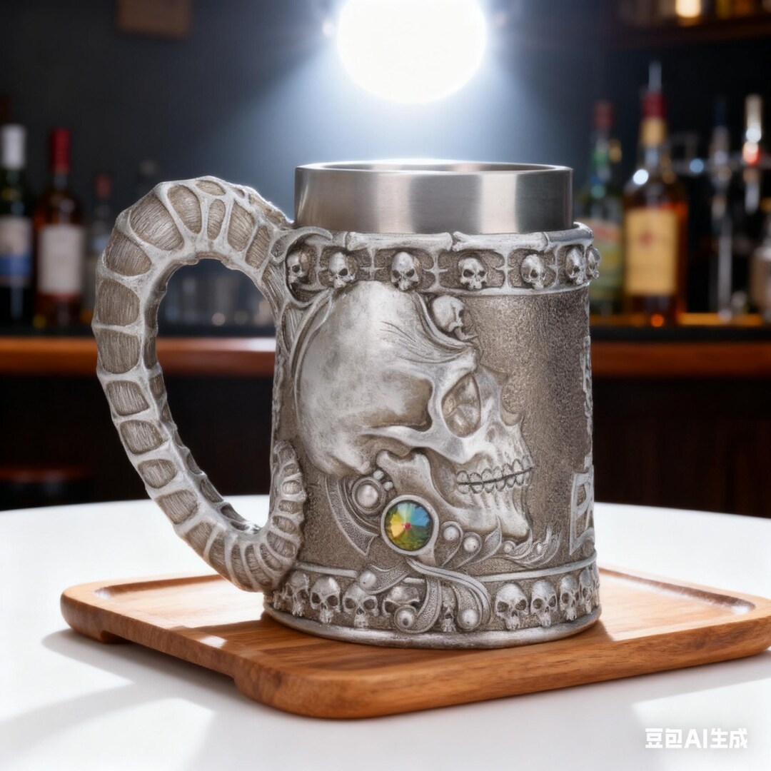 Skull Viking Tankard Mug Medieval Beer Stein | Renaissance Mug for Men ...