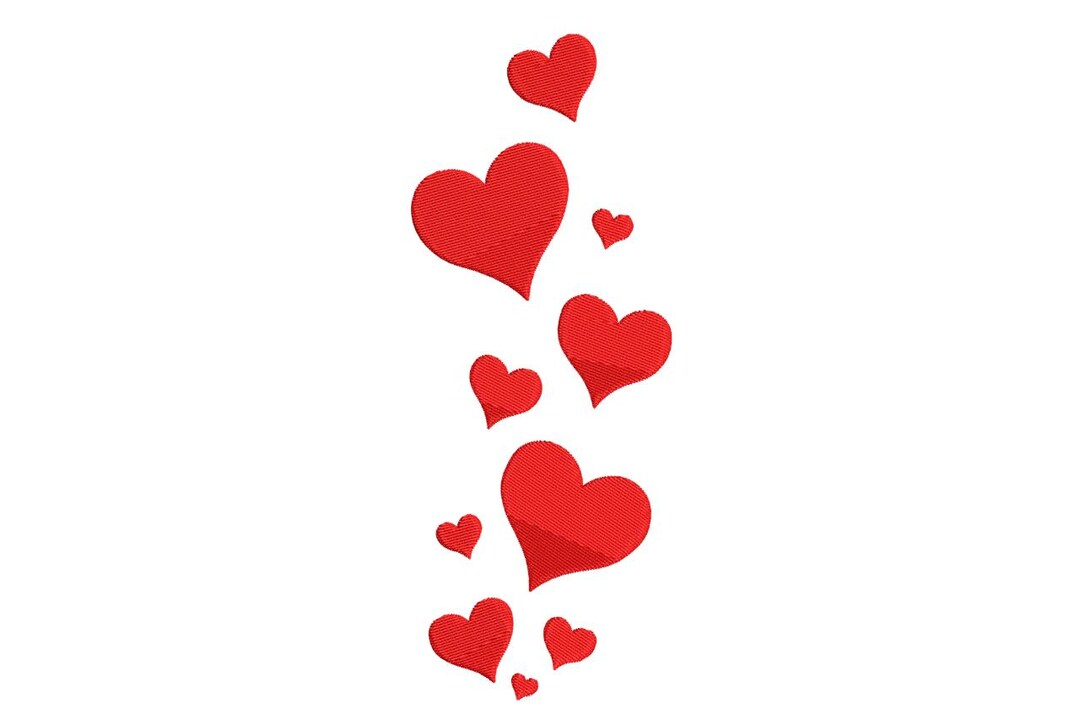 Scattered Hearts Line – Vertical Embroidery Design - Etsy