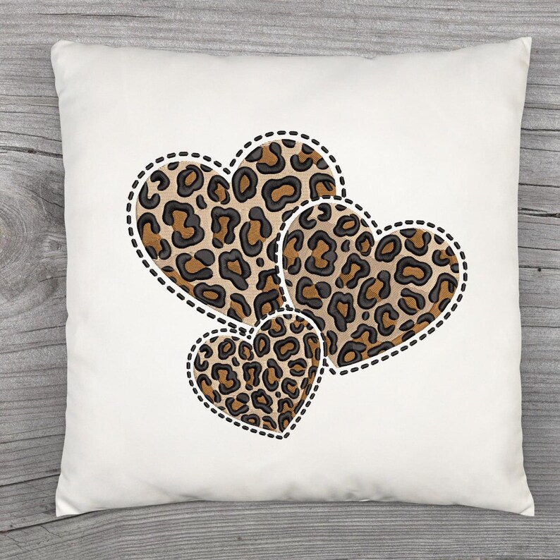 Leopard Heart Trio Animal Print Embroidery Design - Etsy