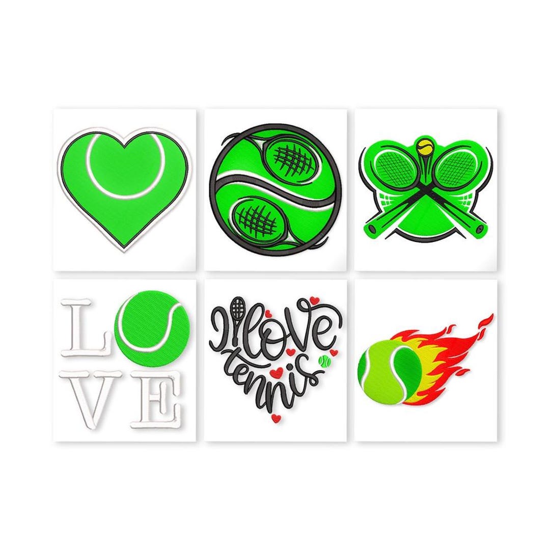 Tennis Embroidery Design Set | 6 Love Themed Sports Machine Embroidery ...
