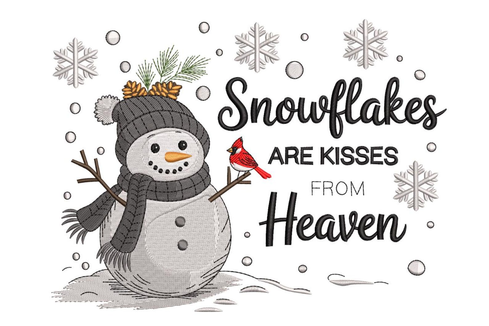 Snowflakes Kisses From Heaven – Winter Snowman Embroidery Design - Etsy
