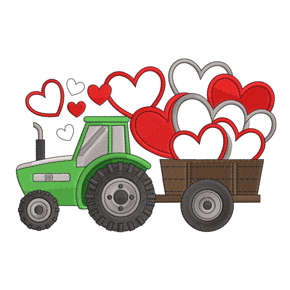 Valentine Tractor With Hearts Embroidery Design - Etsy