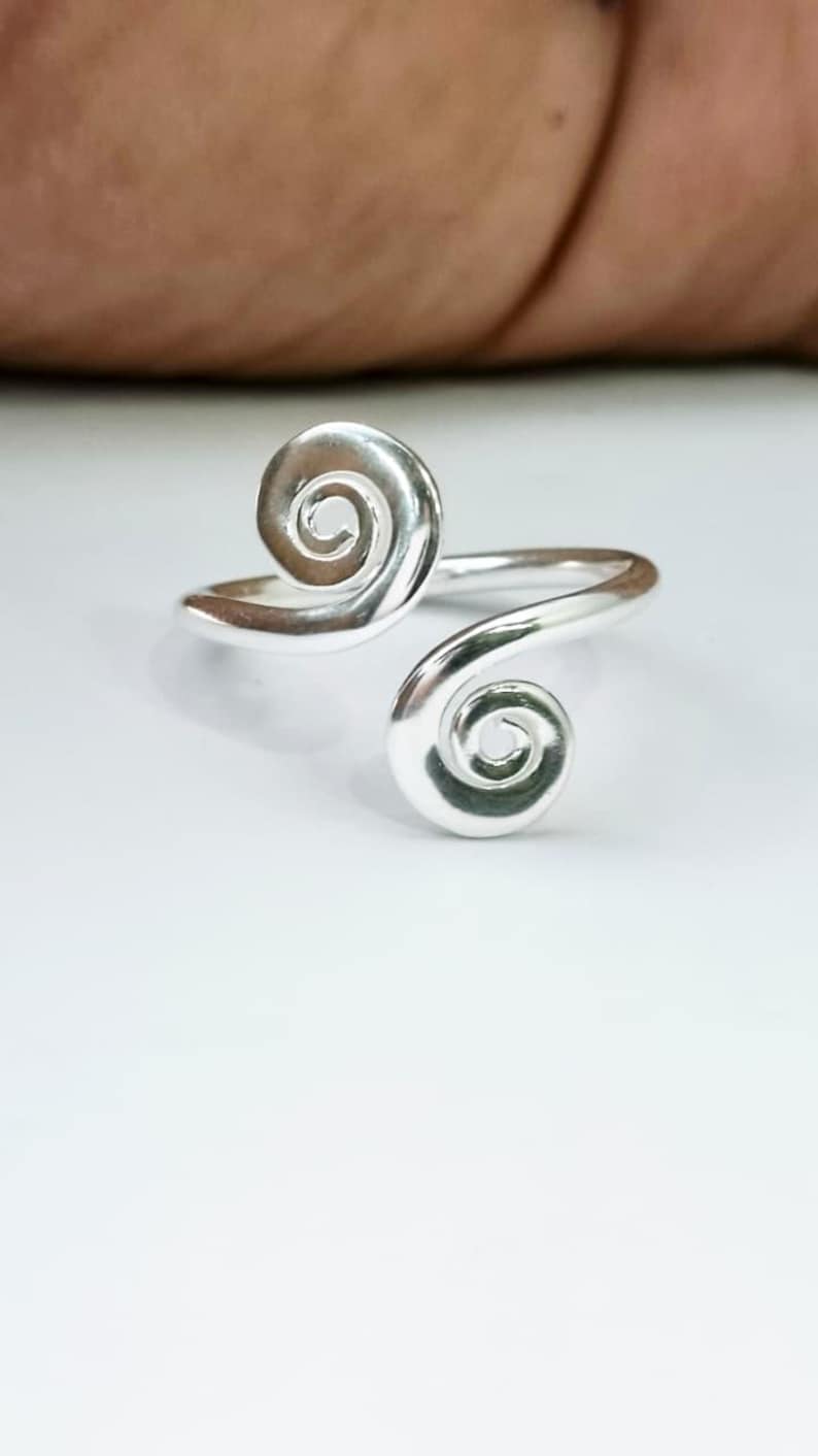Sterling Silver Spiral Ring, Dainty Double Swirl Ring, Minimalist ...