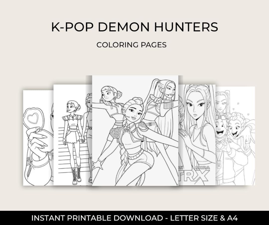 K-pop Demon Hunters Coloring Pages | Anime Girl Coloring Book ...