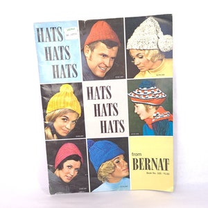 Vintage 1969 Hats Hats Hats From Bernat Yarn Book No. 165 Knitting and ...