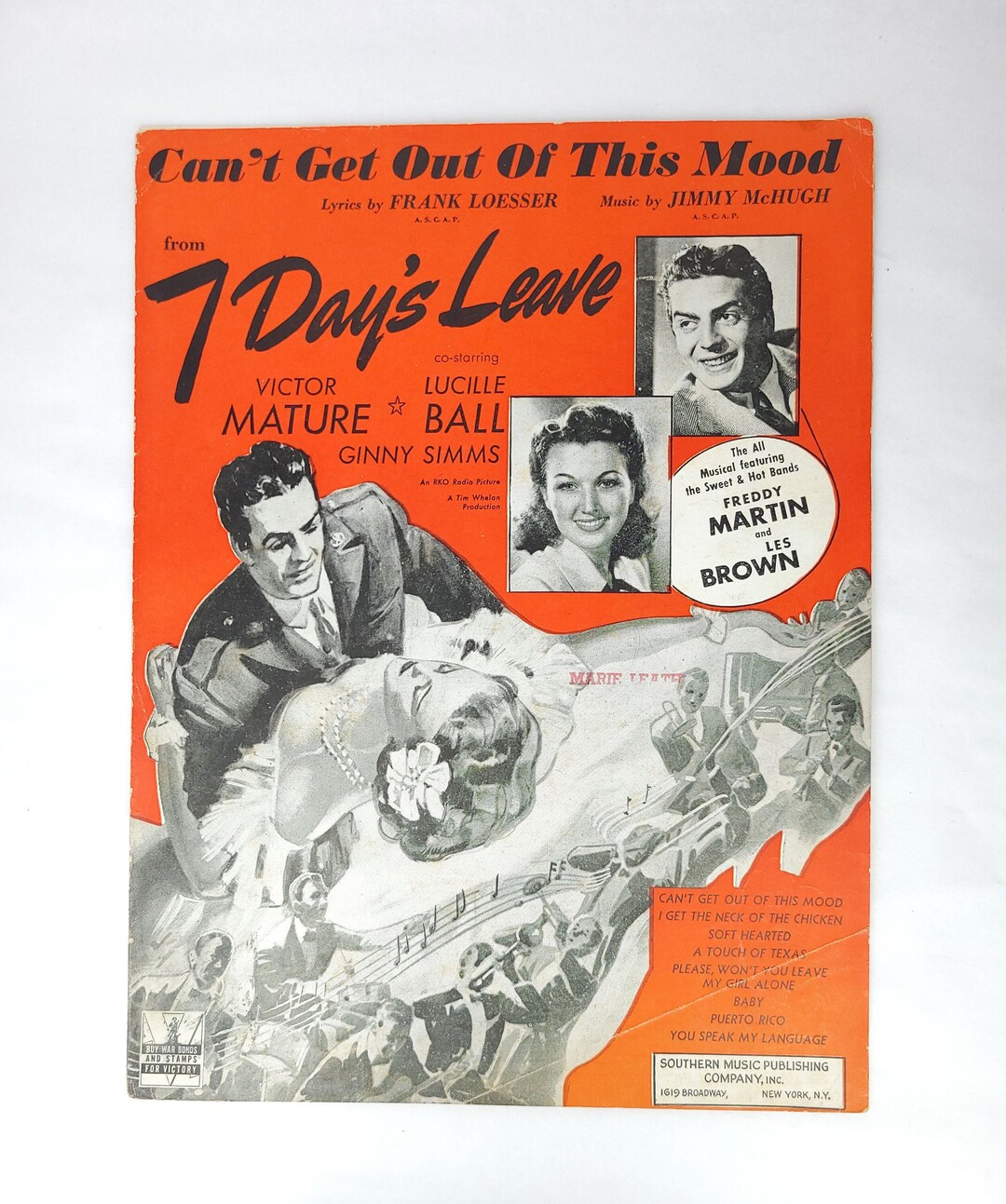 1942 "i Can't Get Out of This Mood" Sheet Music - 7 Days Leave Movie - Etsy
