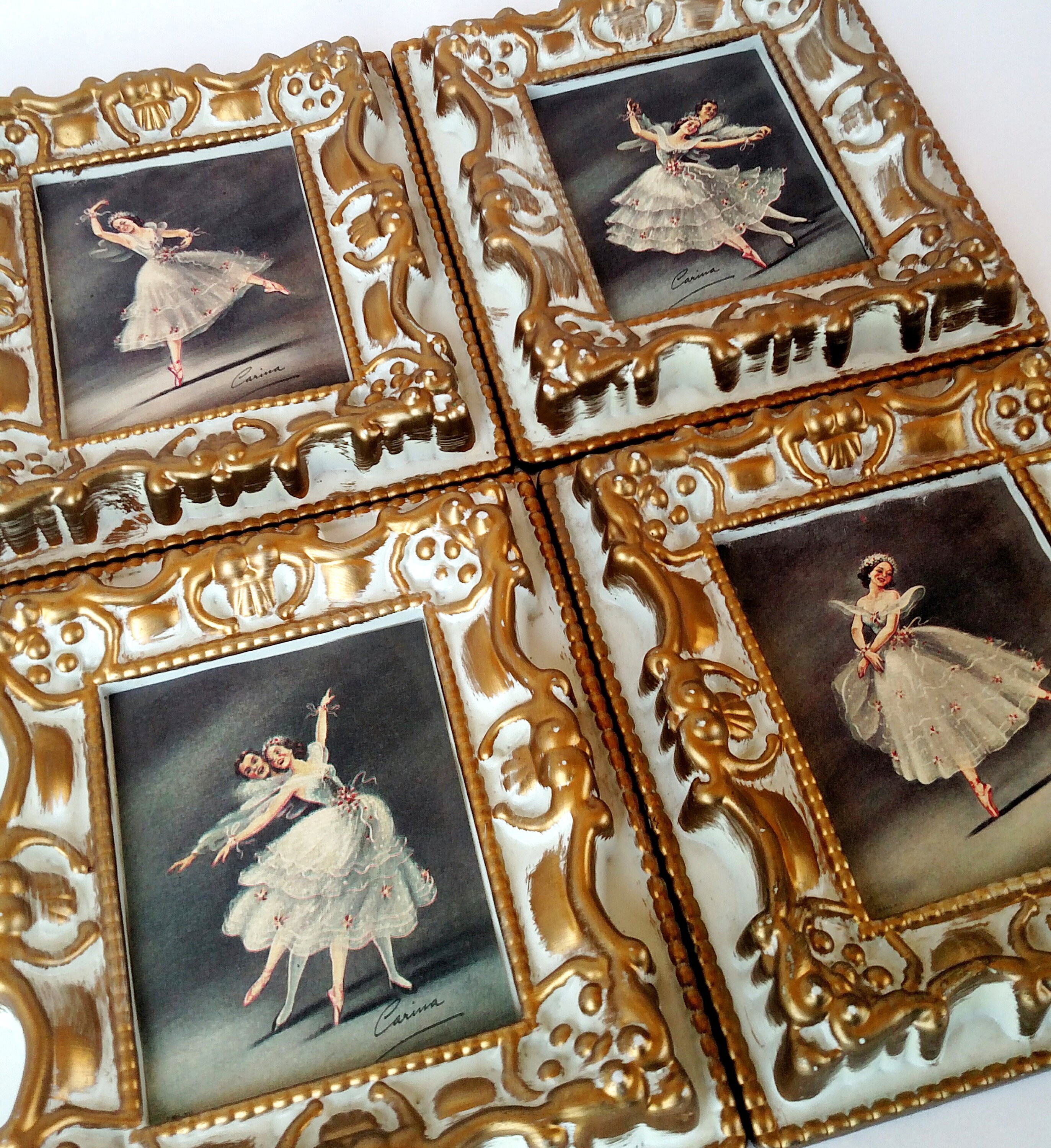 Set Of 4 Vintage Framed Carina Ballerina Ballet Dancer Prints