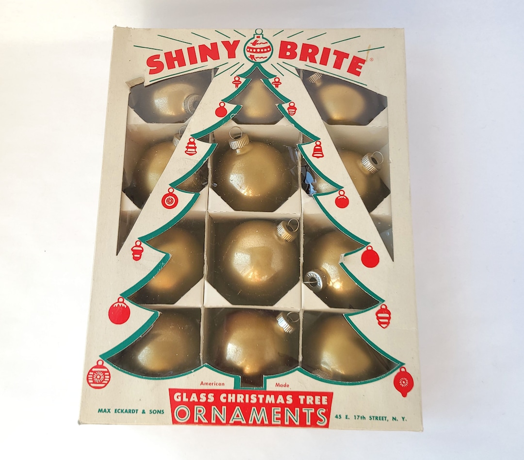 1 Box of 12 Vintage Shiny Brite Glass Christmas Tree Ornaments - Etsy