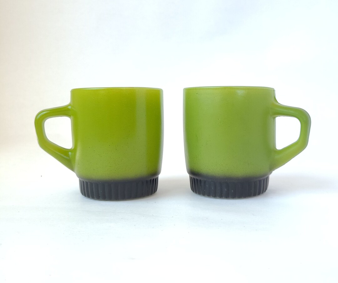 Set of 2 Vintage Avocado Green Stackable Mugs by Fire King - Anchor ...