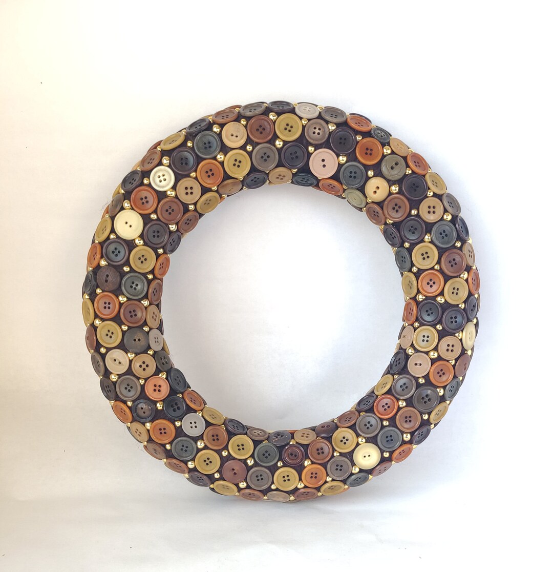 Vintage Button Wreath in Brown and Gold 12 Inch Button Decor / Sewing ...
