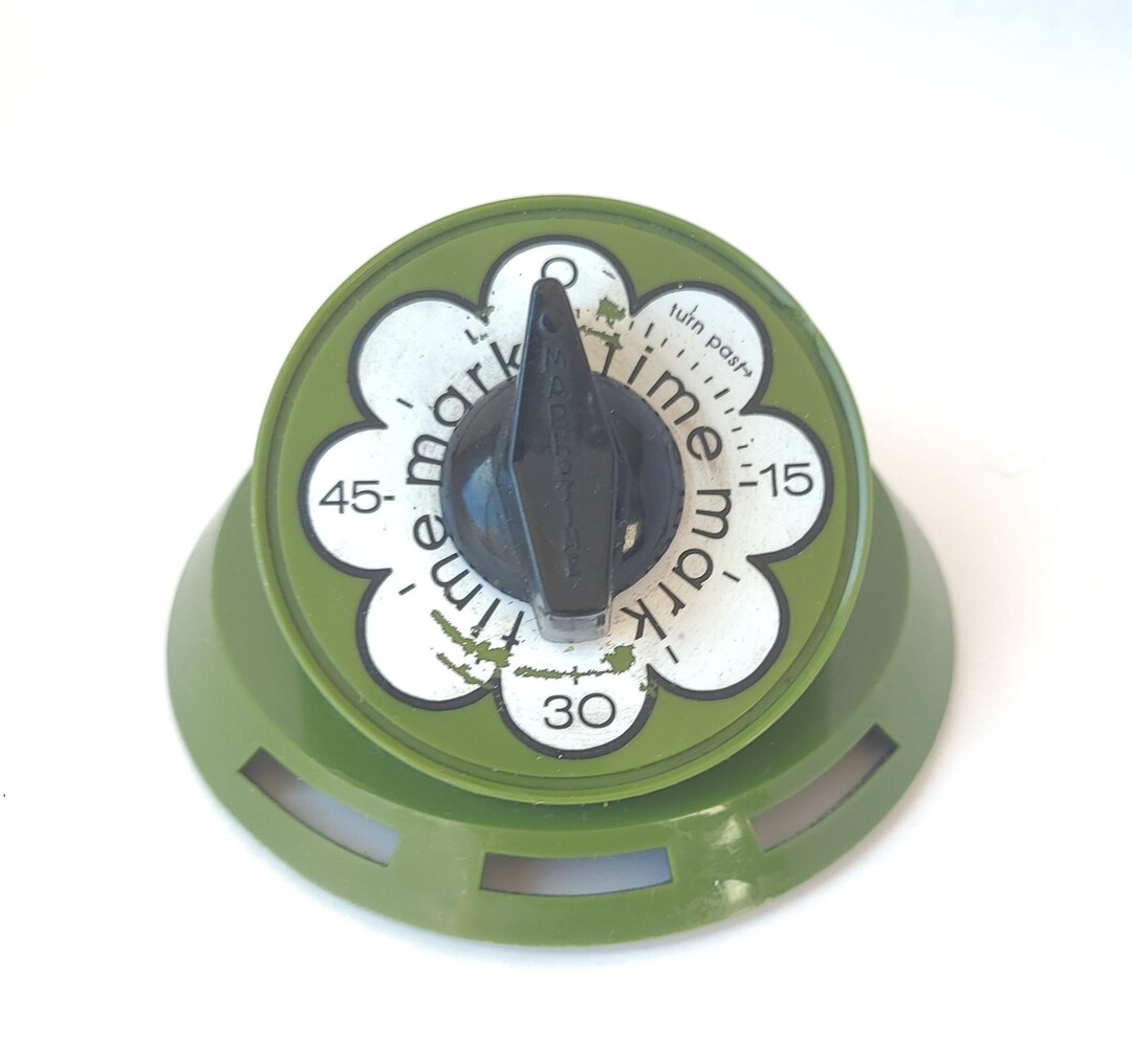 Vintage Avocado Green Kitchen Timer by Mark Time With White Flower Face ...