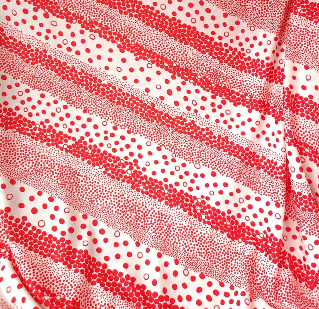 Vintage Red Dot Fabric: Cream Polyester Knit, 64" Square - Etsy