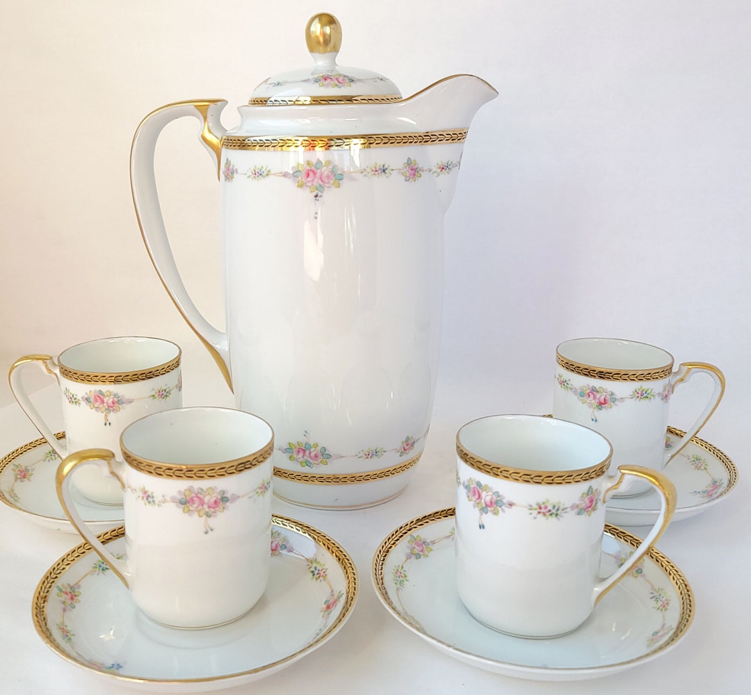Vintage Noritake Nippon China Hot Chocolate Pot and Cups Set Rose ...