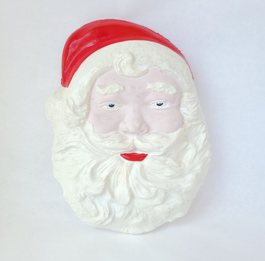 1950's Plaster Santa Claus Face Wall Hanging - Vintage Christmas ...