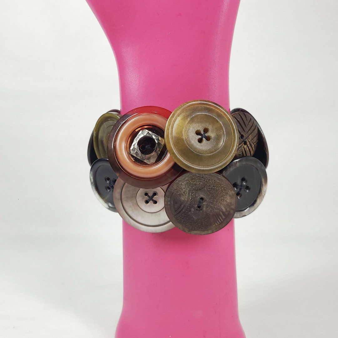 Upcycled Vintage Button Bracelet: Chunky Resin & Shell Statement ...