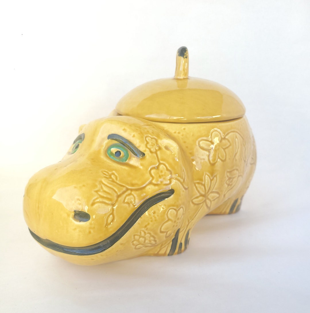 Vintage Hippo Cookie Jar: Doranne of California, Kitschy Kitchen Decor ...