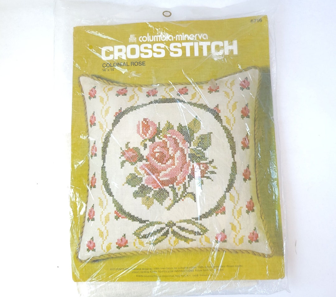 1976 Colonial Rose Cross Stitch Pillow Kit by Columbia-minerva ...