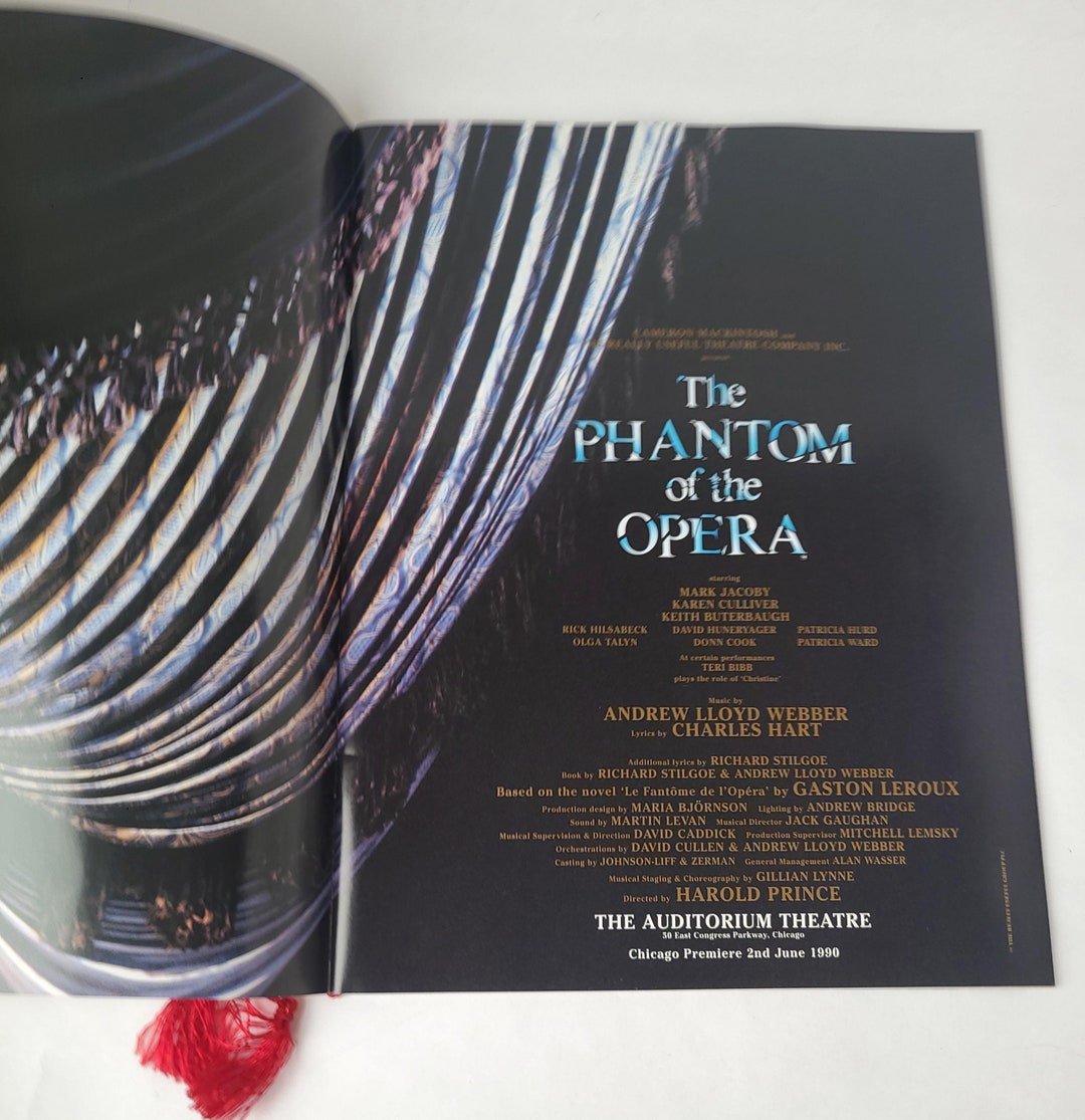 Vintage 1990 the Phantom of the Opera Program Chicago Premiere the ...