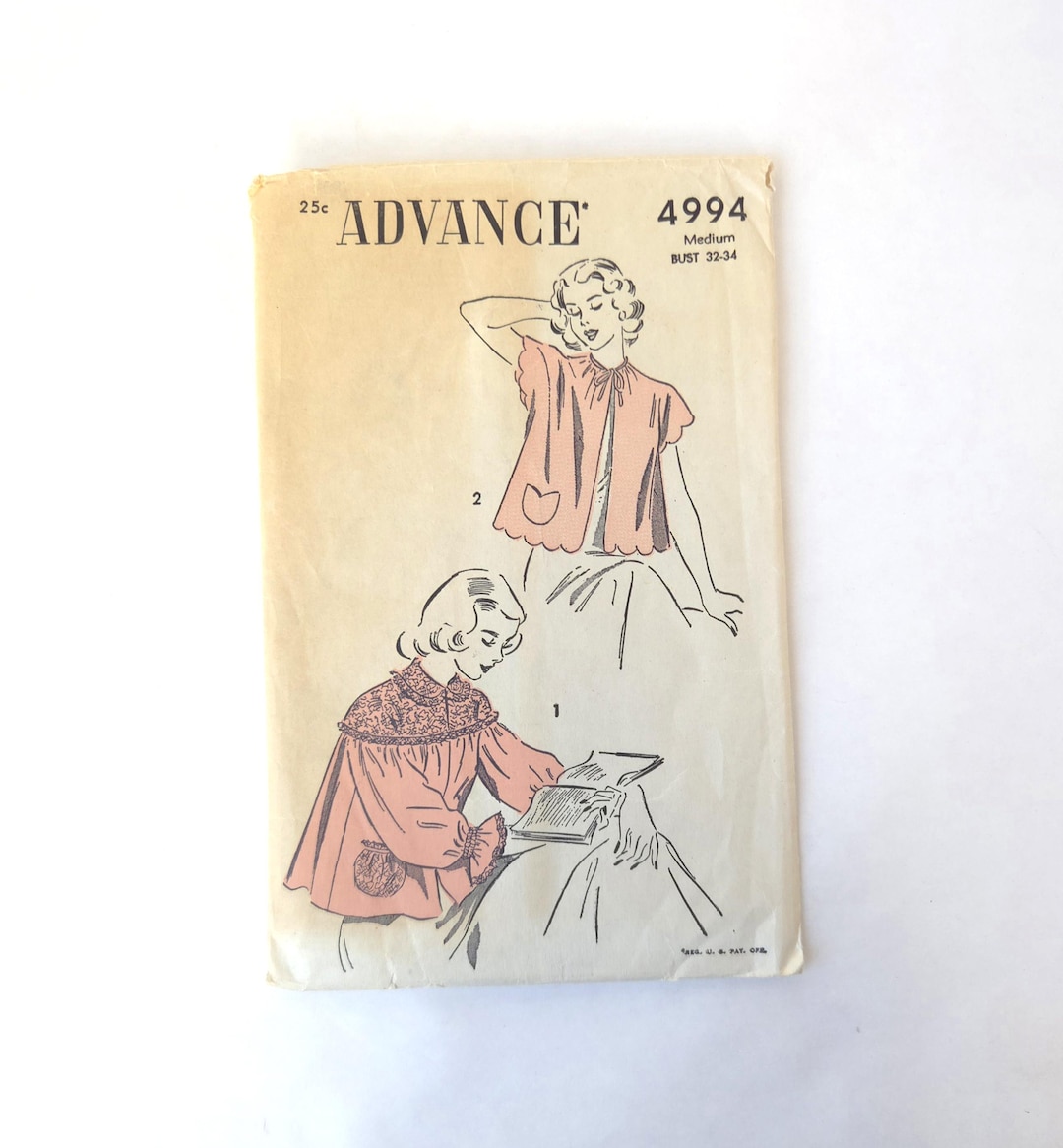 1940's Bed Jacket With Lace - Advance Pattern #4994 - Vintage Sewing ...