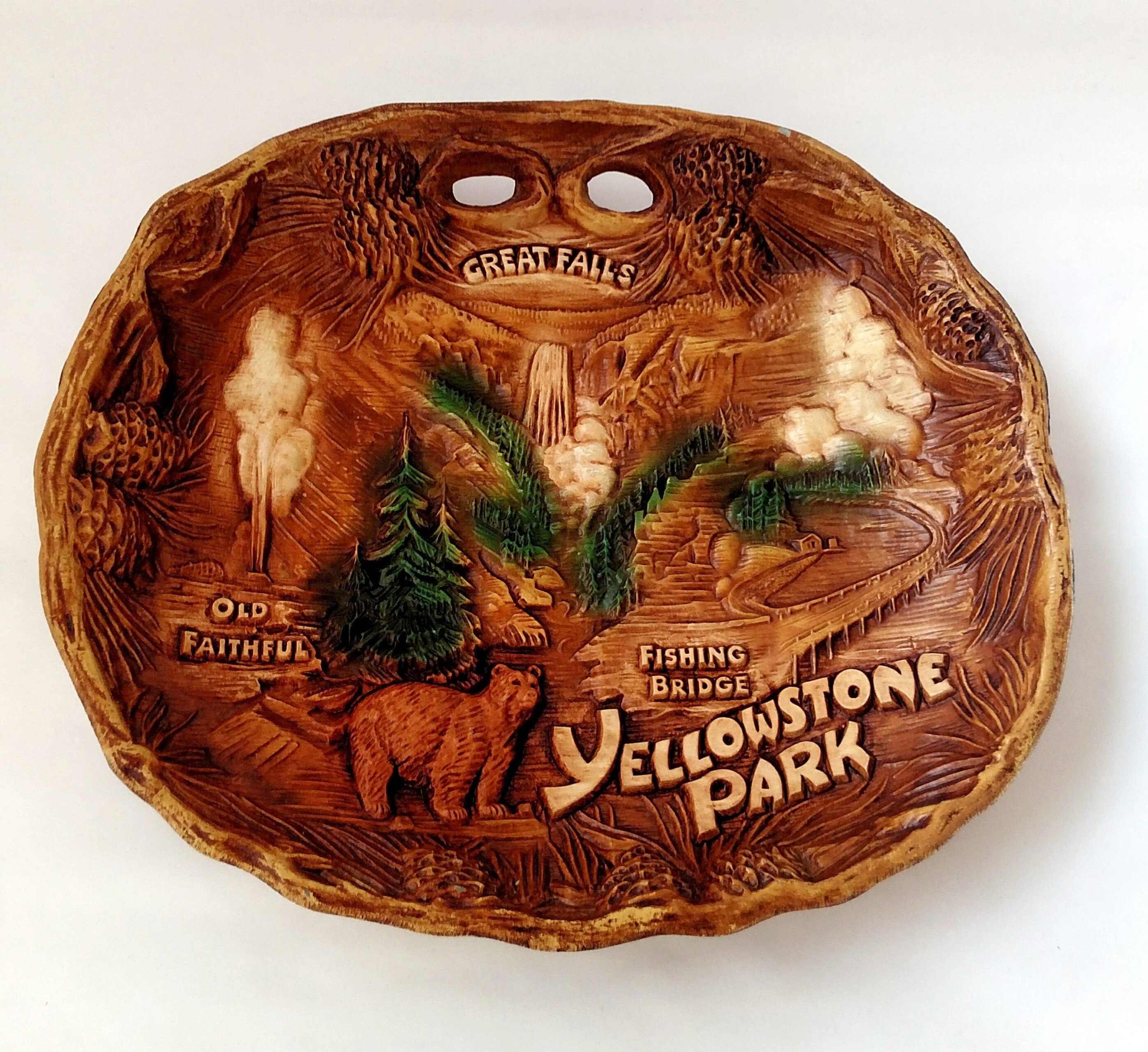 Vintage Yellowstone Park Souvenir Decorative Plate