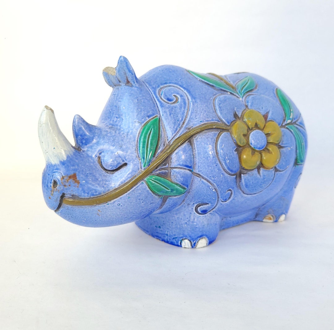 Vintage 1960's Ceramic Floral Lion Coin Bank Vintage Piggy Bank / Retro ...