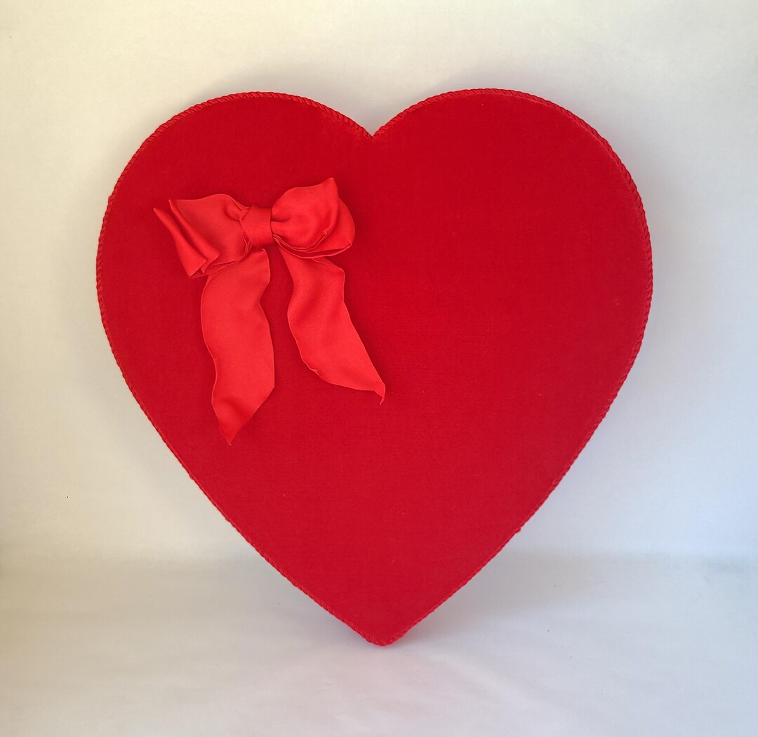 Vintage Giant Red Velvet Valentine Heart Candy Box See's Candies 18 ...