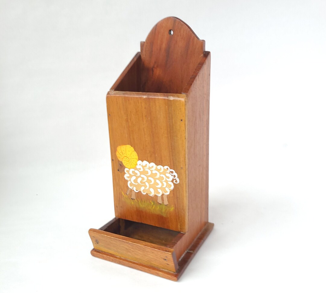 Vintage Wood Kitchen Match Wall Box With Hand Painted Ram Farmhouse ...