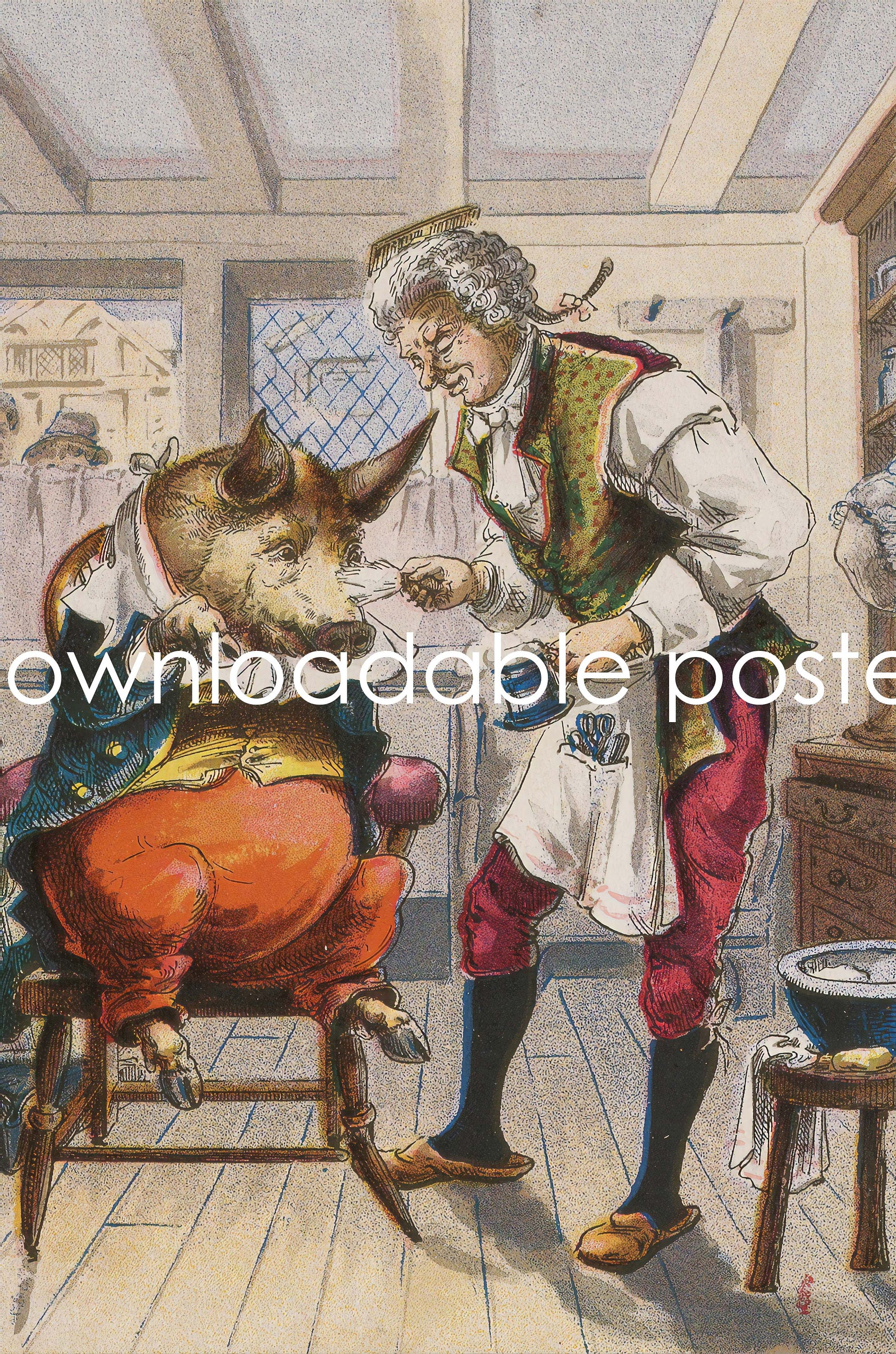 Printable Vintage Fable Poster Downloadable File - Barber, Barber ...