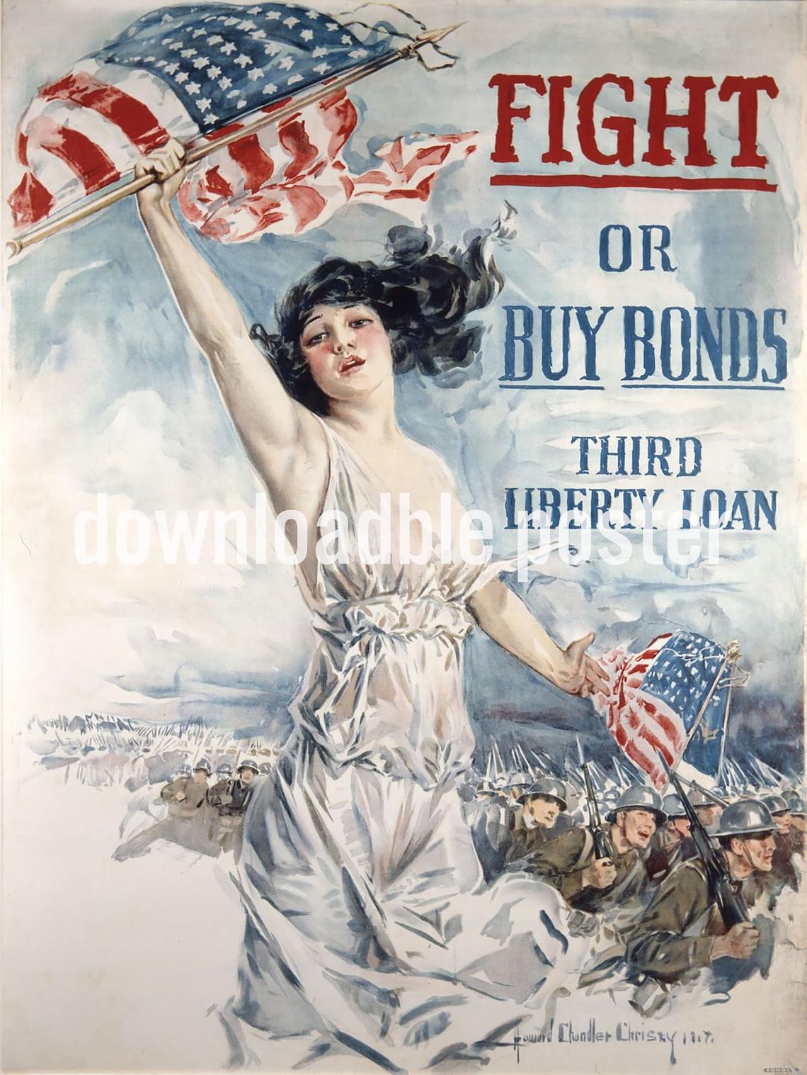 Printable Vintage Propaganda Poster Downloadable File - Fight or Buy ...