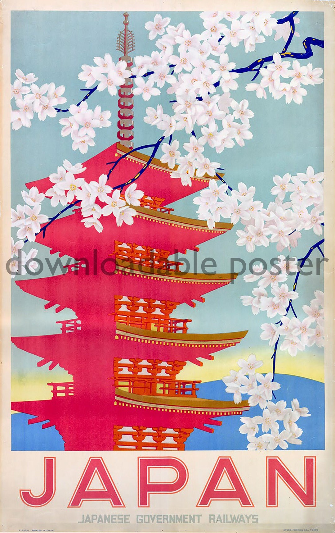Printable Vintage Travel Poster Downloadable File - Japan - Japanese ...