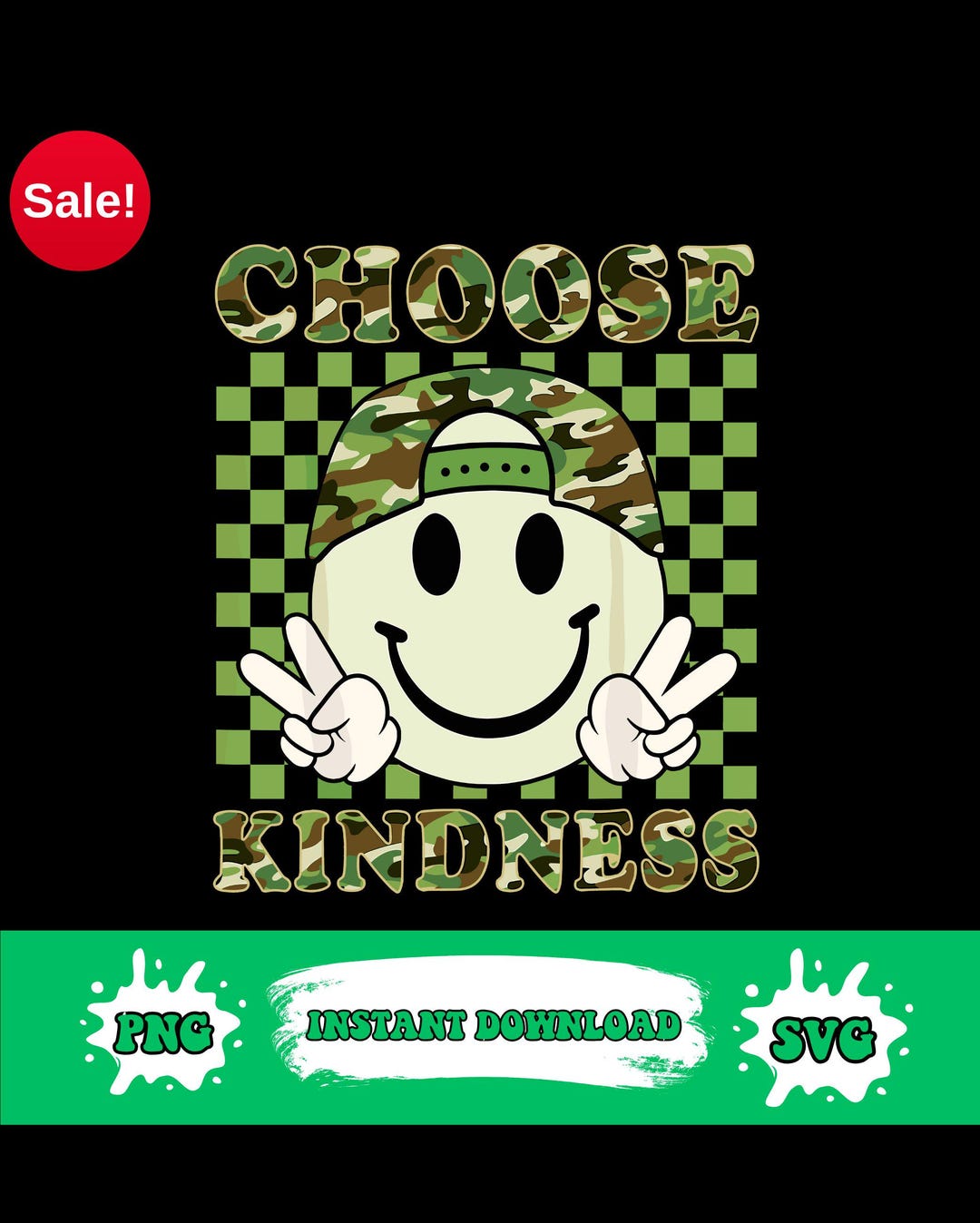 Choose Kindness Retro Camo Be Kind Inspirational Unity Day PNG - Etsy
