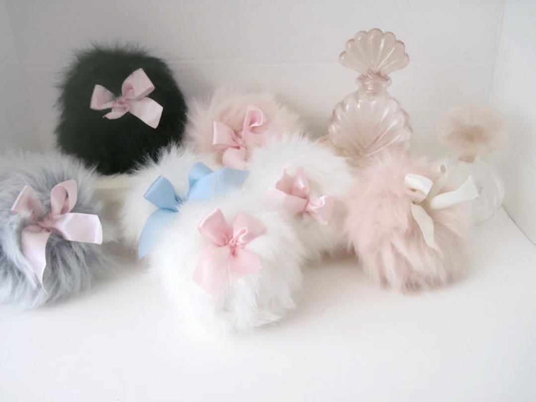 2 Plush Powder Puffs Vintage Style Puffs Handmade by Norwegiangal333 - Etsy