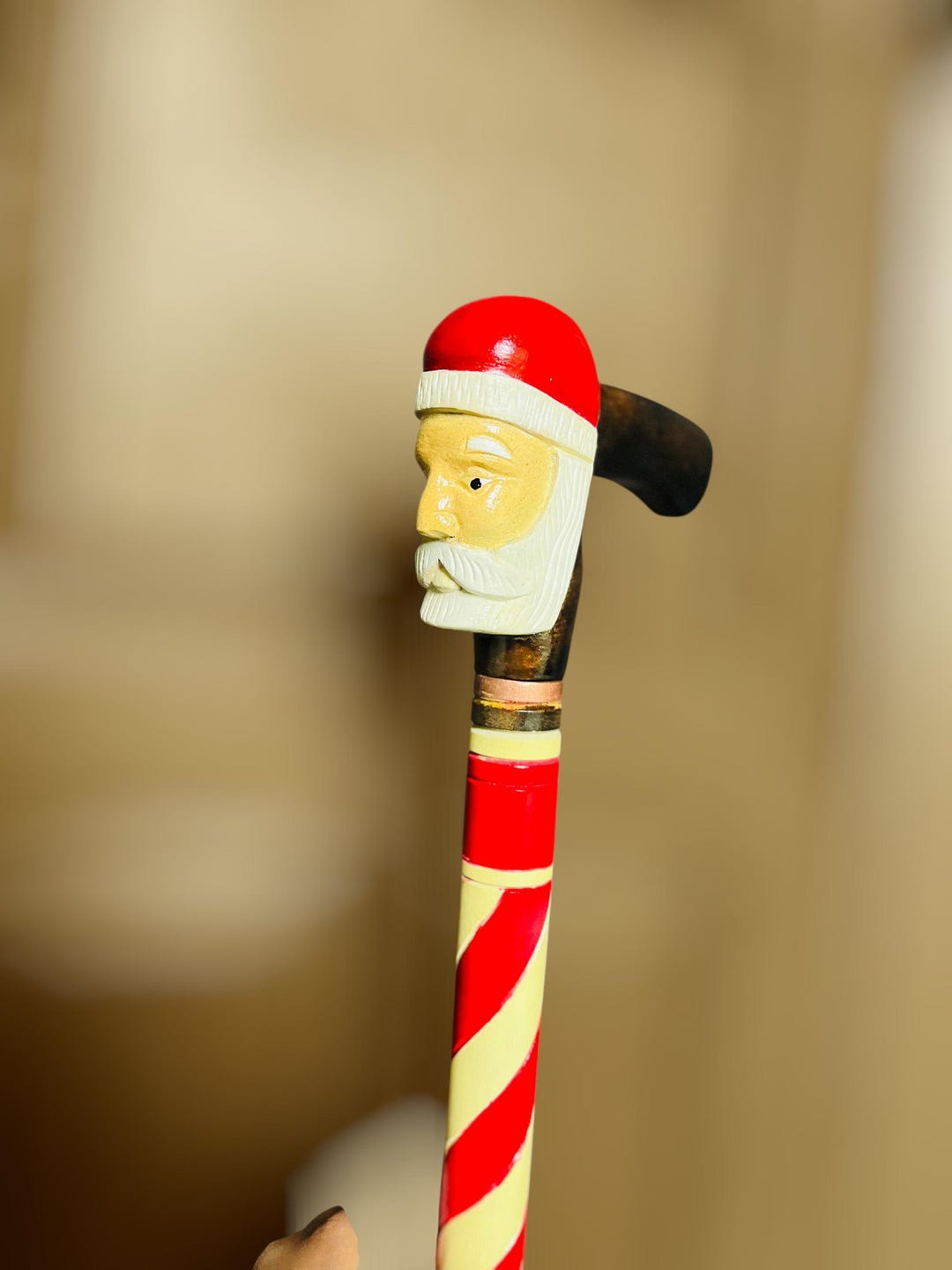 Ash Wood Santa Claus Walking Stick: Christmas Cane Handle - Etsy