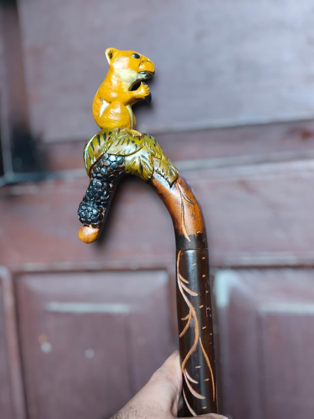 Hand Carved Squirrel Ash Wood Walking Stick: Unisex Gift - Etsy