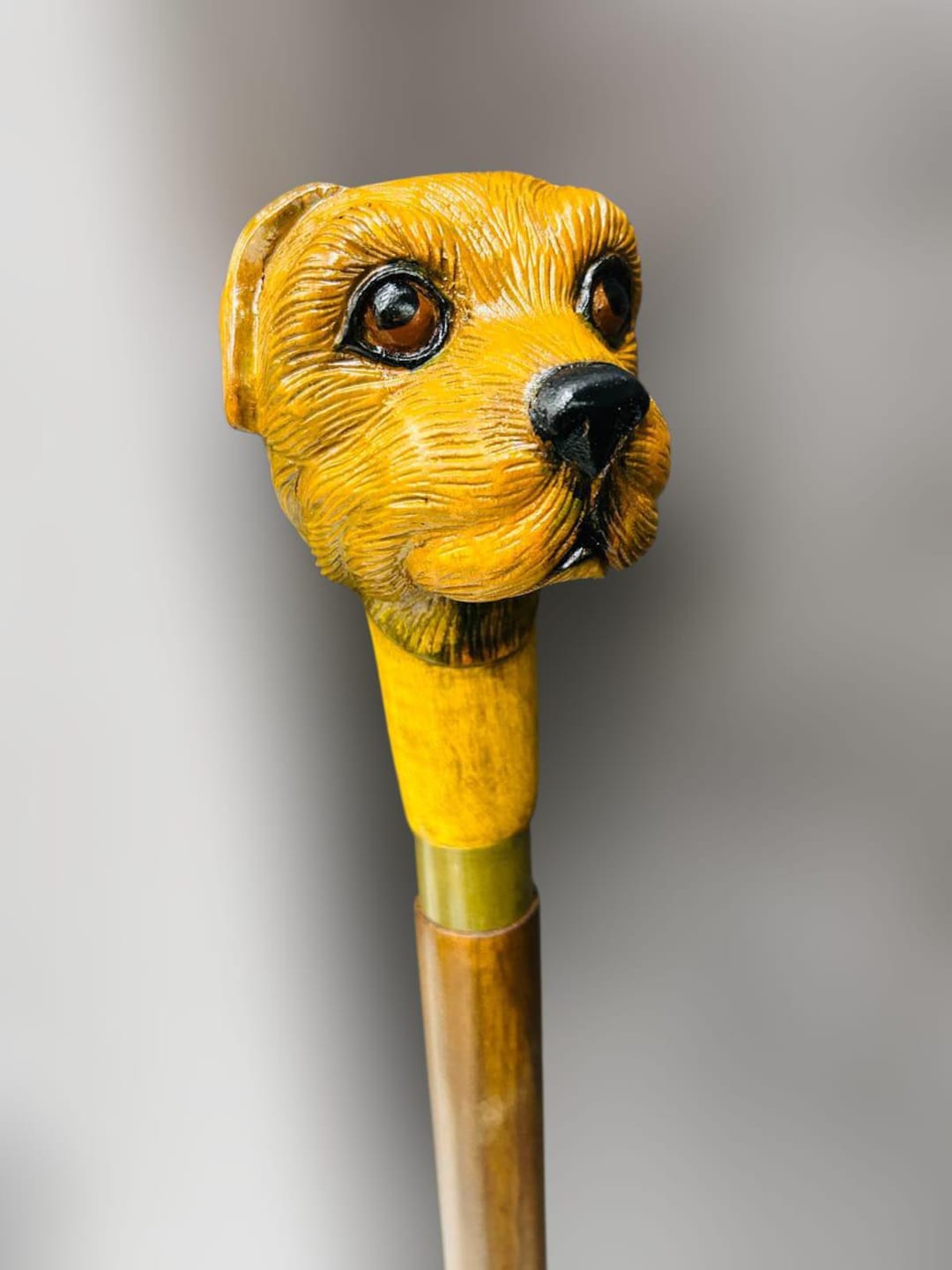 Hand Carved Ash Wood Dog Walking Stick - 36-37 Inch - Etsy