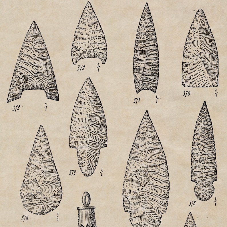Neolithic and Bronze Age Arrowhead Poster: Printable Stone Age Wall Art ...