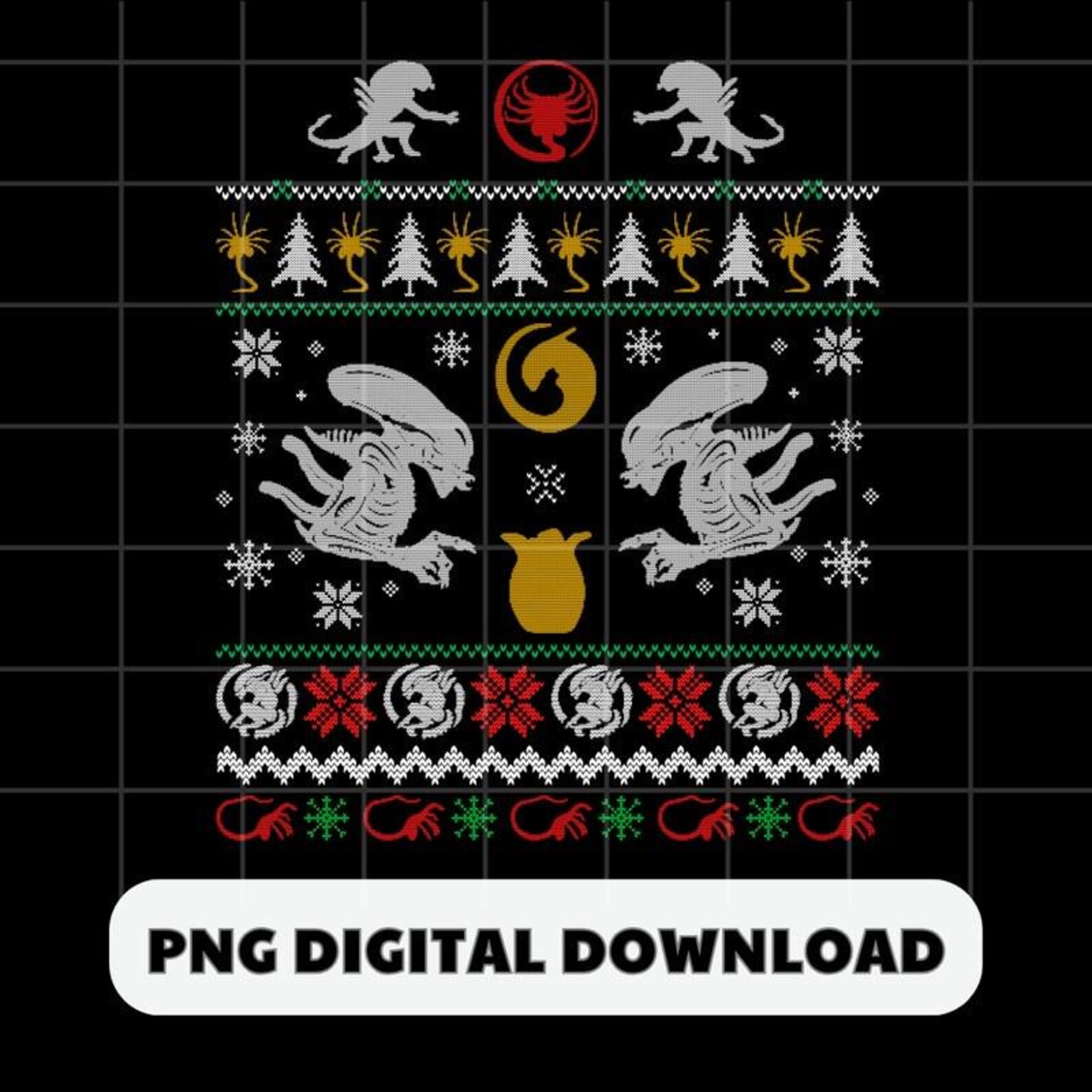 Xenomorphs Alien Christmas PNG, Alien Xenomorphs Ugly Christmas ...