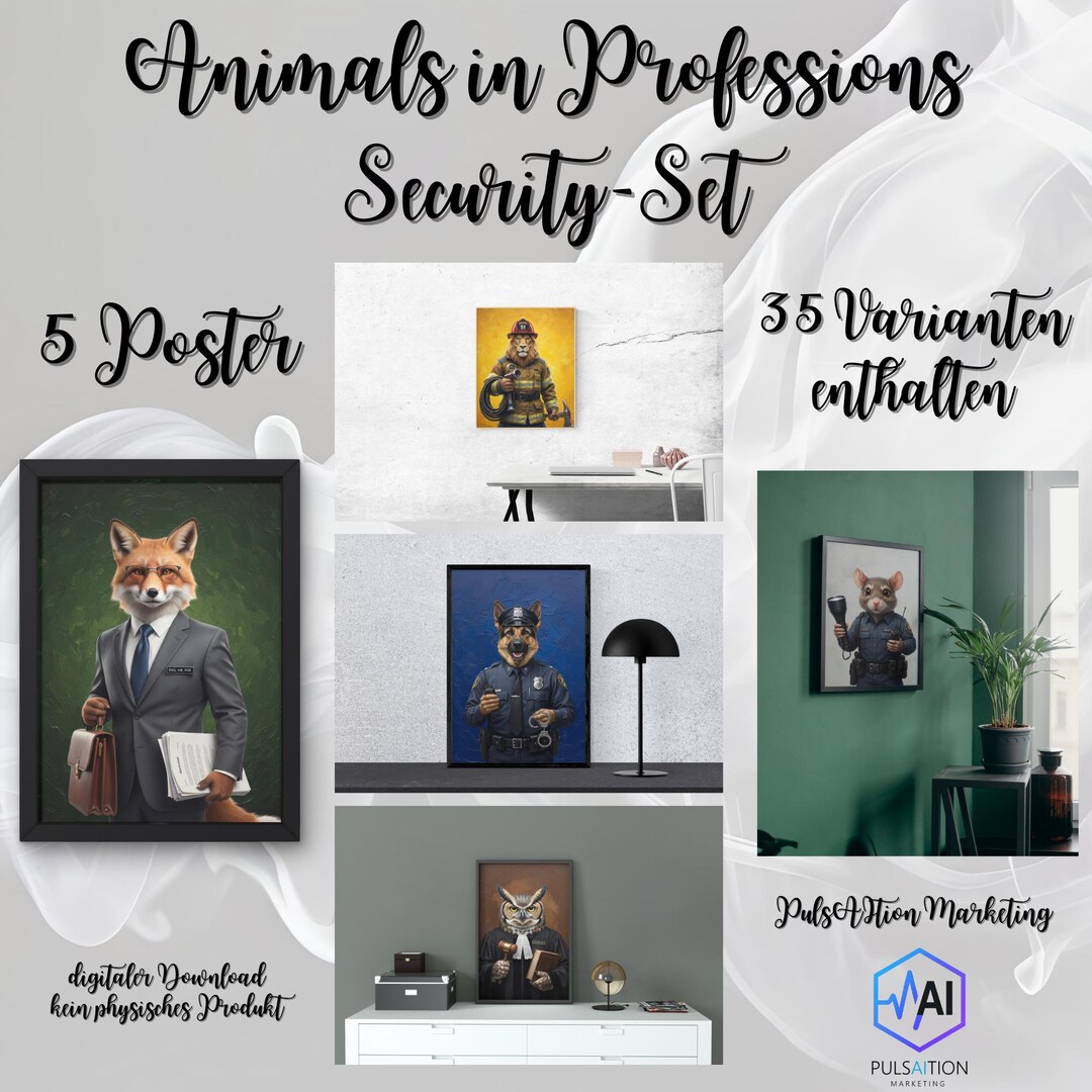 35 Funny Security Animals Wall Decoration - Digital Download - Lion ...