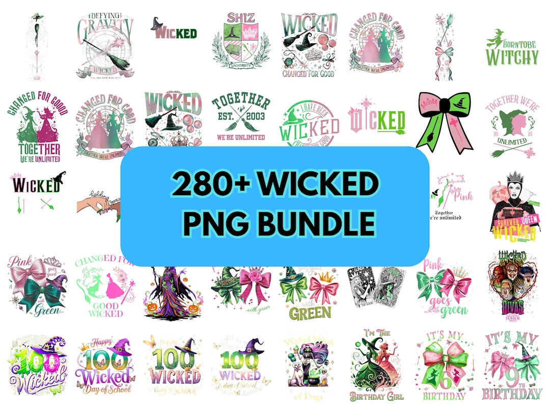 Wicked Movie PNG Bundle, Pink and Green Designs (digital Download) - Etsy