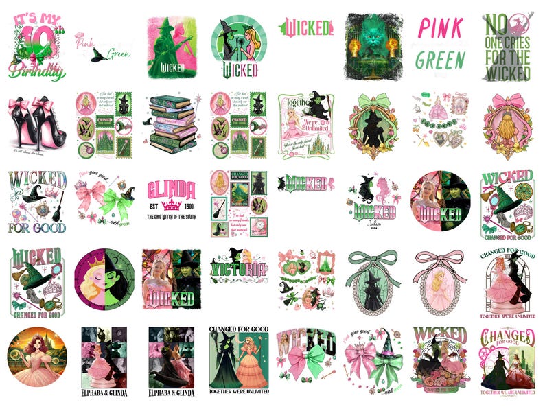 Wicked Movie PNG Bundle, Pink and Green Designs (digital Download) - Etsy