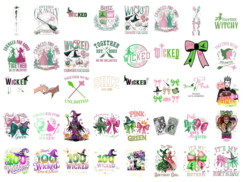 Wicked Movie PNG Bundle, Pink and Green Designs (digital Download) - Etsy