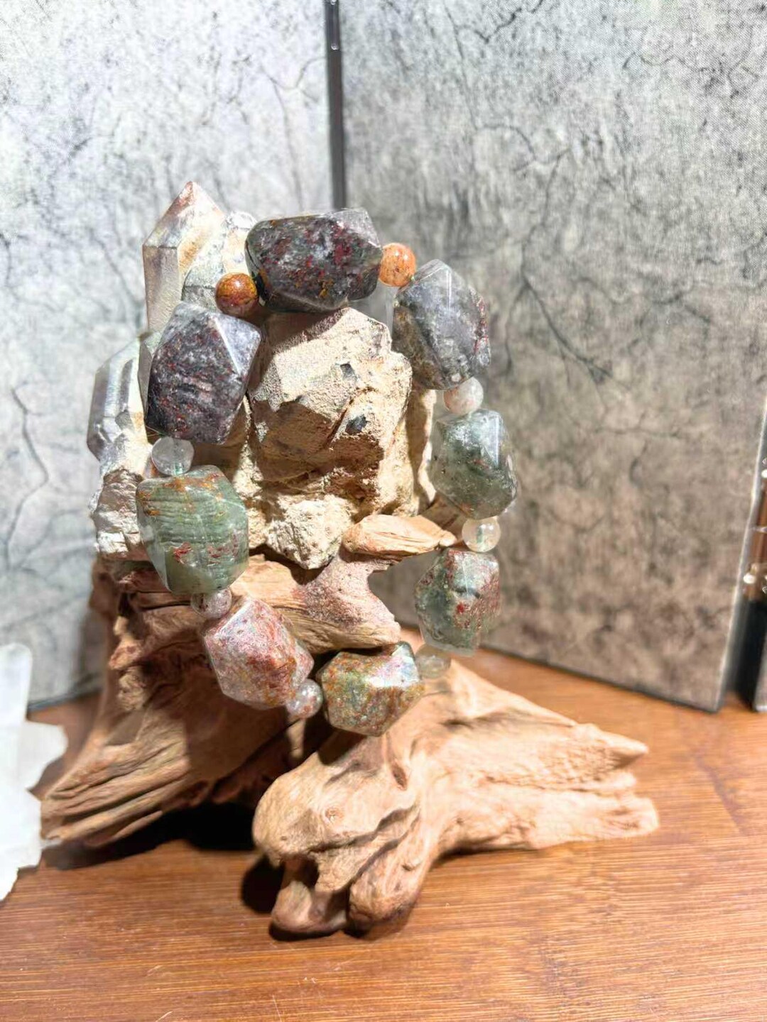 Natural Colorful Phantom Quartz Free-form Bracelet - Abundance ...