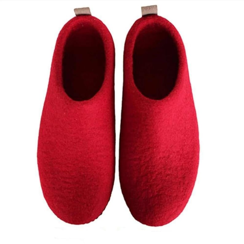 Felt | Merino Wool Slippers | Slip-on | Shoes | Suede Sole | Adult ...