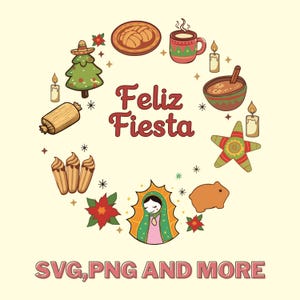 Feliz Fiesta Mexican Christmas PNG, Posadas Clipart, Virgen De ...