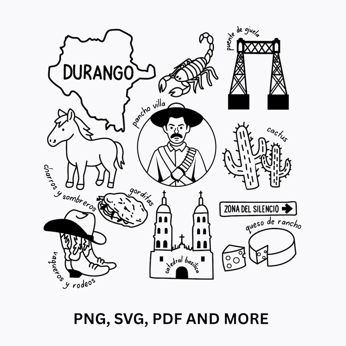 Durango Mexico SVG PNG, Cultural Clipart Design | Pancho Villa ...