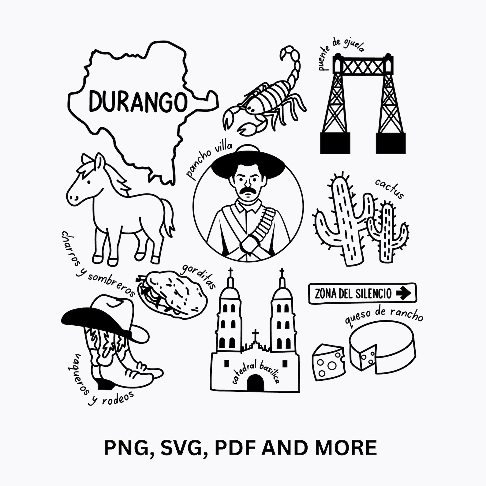 Durango Mexico SVG PNG, Cultural Clipart Design | Pancho Villa ...