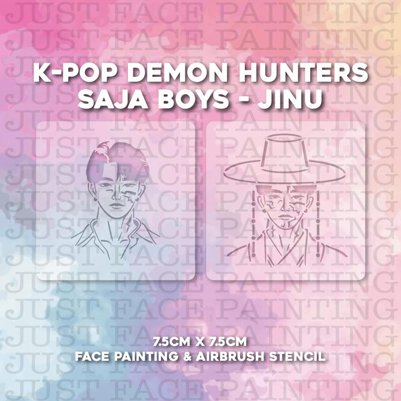 Kpop Demon Hunters Jinu Stencil Set Face Painting and Airbrush Tattoo ...